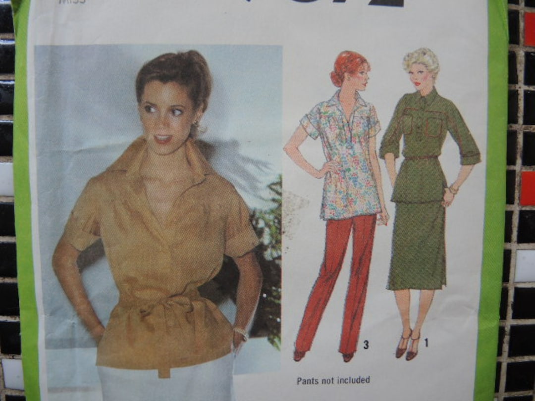 Vintage 1970s Simplicity Sewing Pattern 9072 Misses Pullover Top or ...