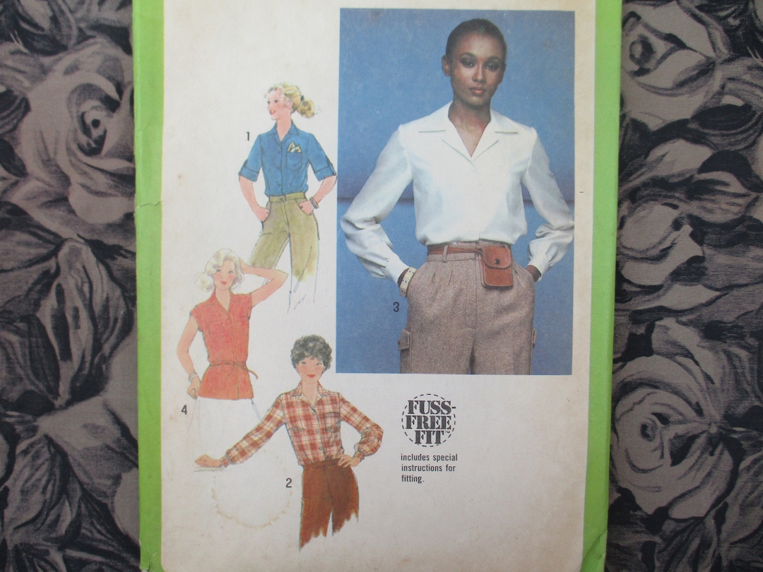 Vintage 1970s Simplicity Sewing Pattern 8715 Misses Blouse and Tie Belt ...