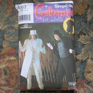 2000s Sewing Pattern Simplicity 4083 Mens Halloween Costumes Cape Top ...