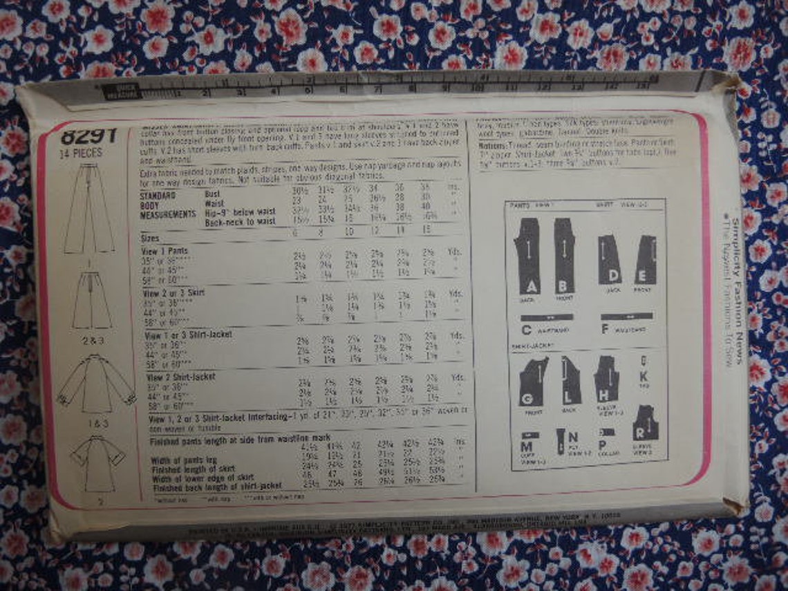 Vintage 1970s Simplicity Sewing Pattern 8291 Misses Shirt | Etsy