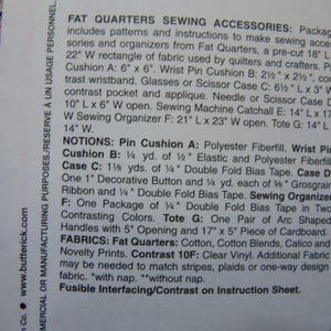 2000s Sewing Pattern Butterick 4476 Fat Quarters Sewing Accessories ...