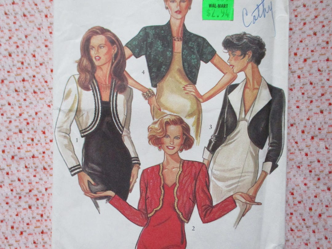 Vintage 1990s New Look Sewing Pattern 6130 Misses Set of Bolero Jackets ...