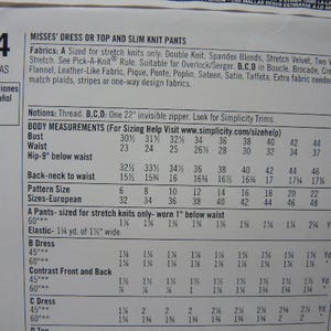 2000s Sewing Pattern Simplicity 1314 Cynthia Rowley Misses Dress or Top ...