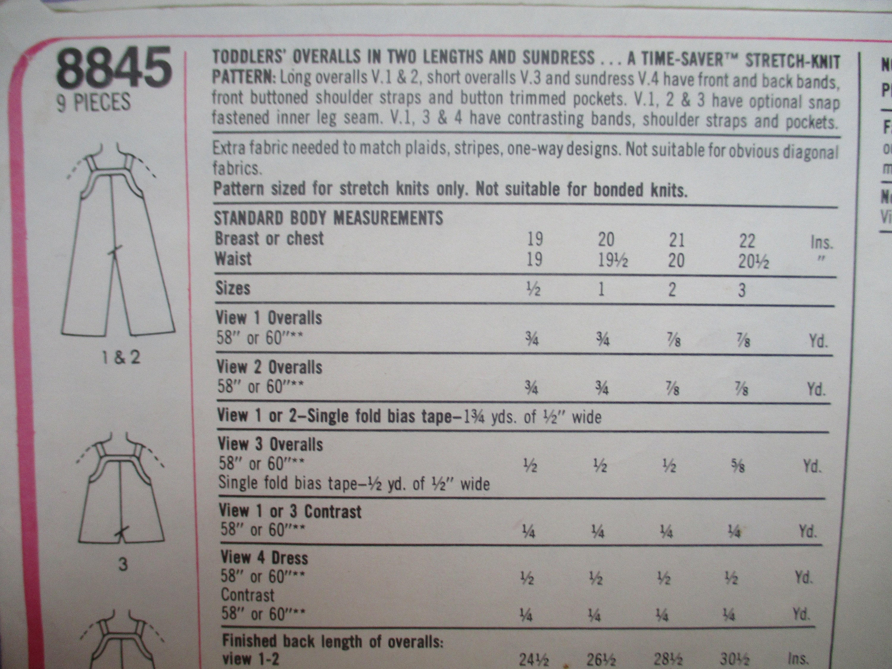 Vintage 1970s Simplicity Sewing Pattern 8845 Toddler Overalls | Etsy