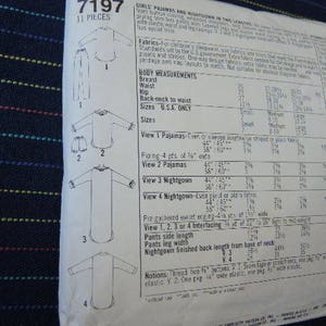 Vintage 1980s Simplicity Sewing Pattern 7197 Girls Pajamas and ...