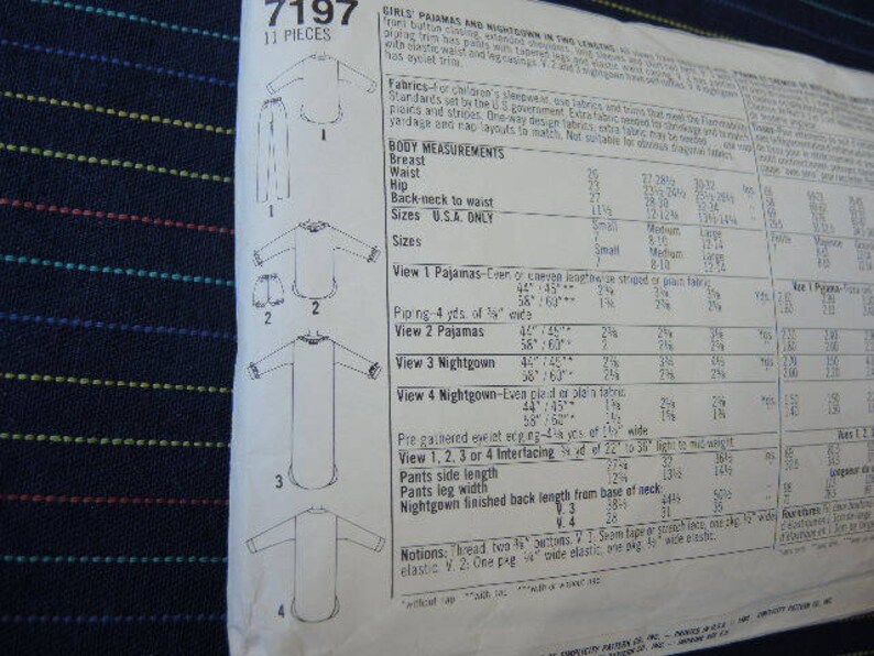 Vintage 1980s Simplicity Sewing Pattern 7197 Girls Pajamas and ...