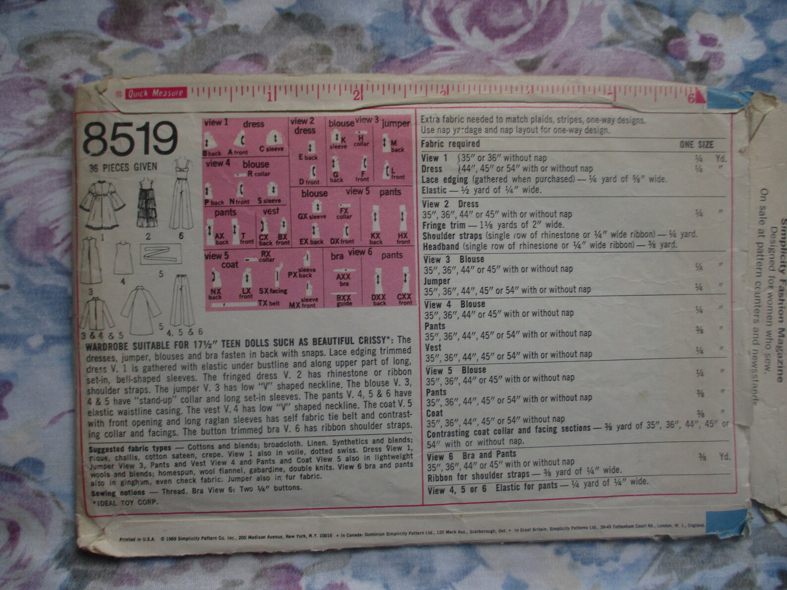 Vintage 1960s Simplicity Sewing Pattern 8519 17 1/2 Doll - Etsy