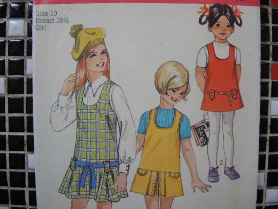 Vintage 1970s Simplicity Sewing Pattern 8896 Girls Size10 Jumper With ...