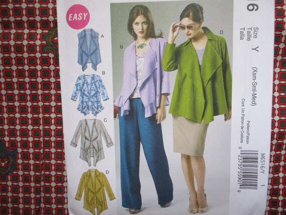 2010s Mccalls Sewing Pattern 6516 Misses Jackets and Vests - Etsy