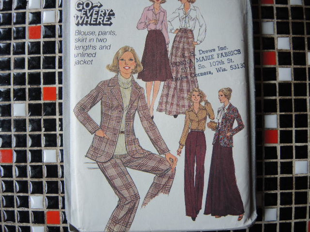 Vintage 1970s Simplicity Sewing Pattern 8245 Misses Blouse Pants Skirt ...