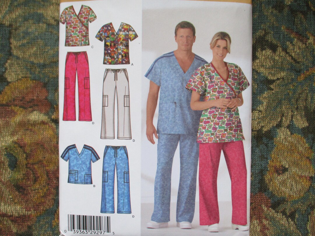 2000s Sewing Pattern Simplicity 4378 Misses or Mens Scrubs Tops and ...
