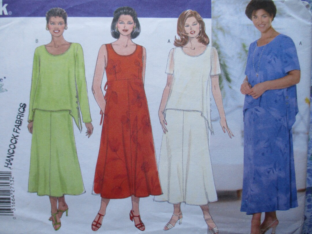 Vintage 1990s Butterick Sewing Pattern 5432 Misses Top and Dress Size ...