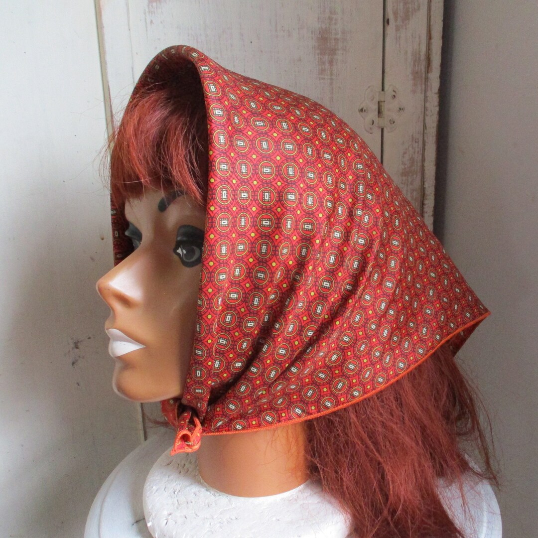 Vintage 1960s Acetate Scarf With Geometric Design Fall Colors 21 X 21 ...