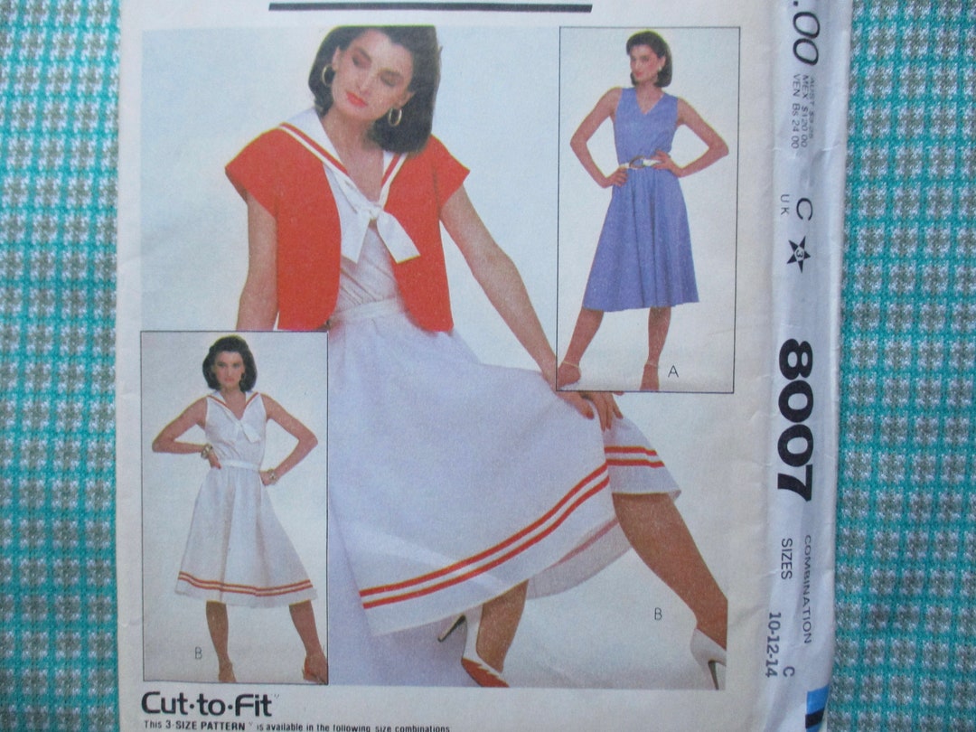 Vintage 1980s Mccalls Sewing Pattern 8007 Misses Disco Era Etsy