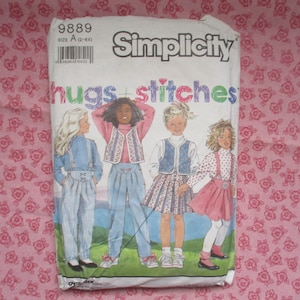 Vintage 1990s Simplicity Sewing Pattern 9889 Girls Suspender Skirt ...