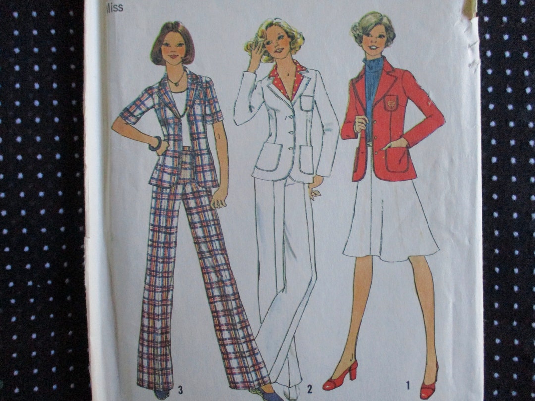 Vintage 1970s Simplicity Sewing Pattern 6876 Misses Unlined Jacket ...