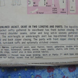 Vintage 1970s Simplicity Sewing Pattern 5198 Unline Jacket Skirt in Two ...