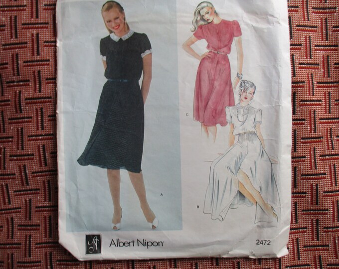 Vintage 1980s Vogue Sewing Pattern American Designer Albert Nipon 2472 ...