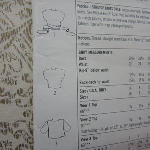 Vintage 1980s Simplicity Sewing Pattern 9165 Misses One Yard Tops for ...