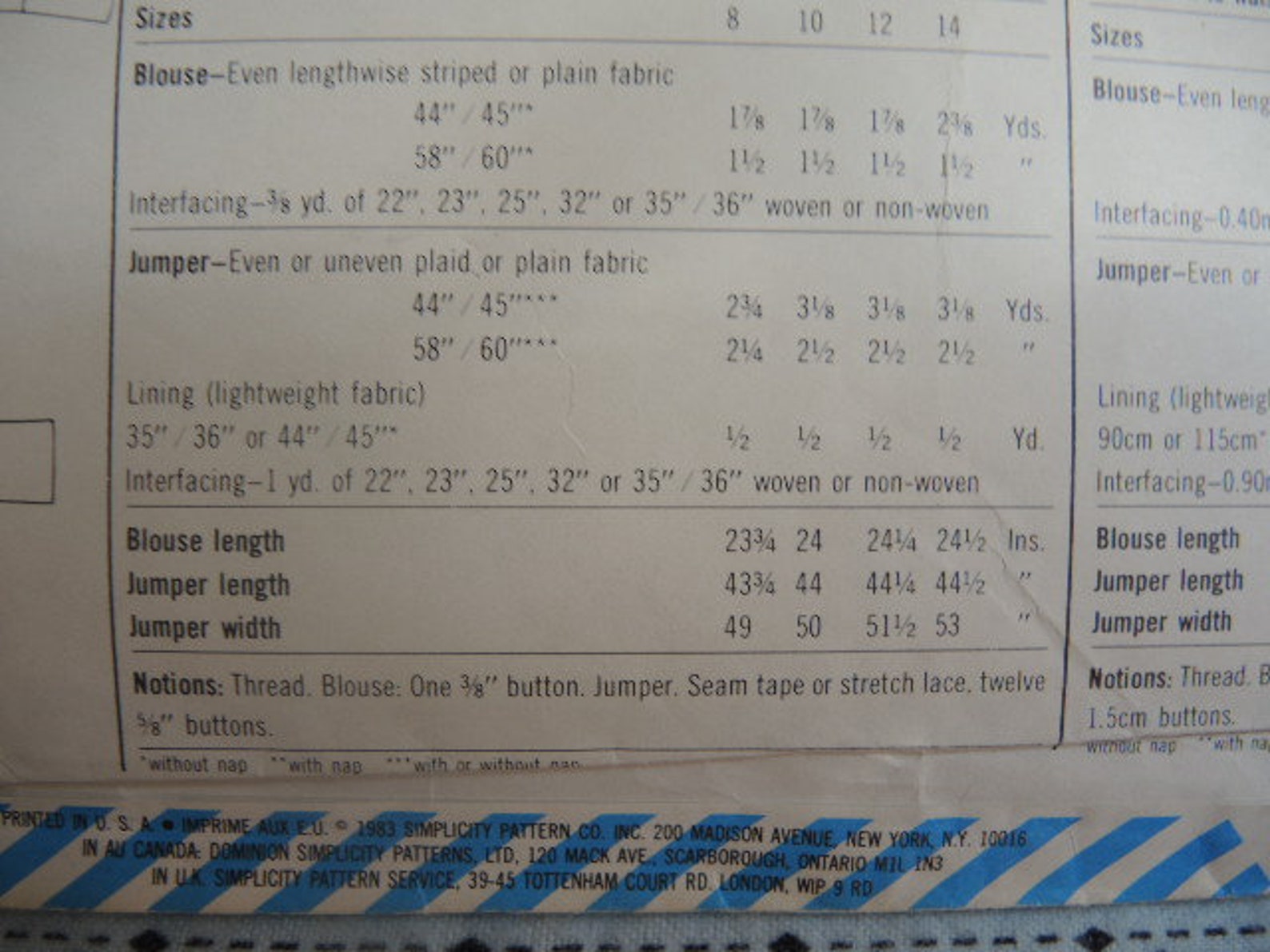 Vintage 1980s Simplicity Sewing Pattern 6181 Misses Button - Etsy