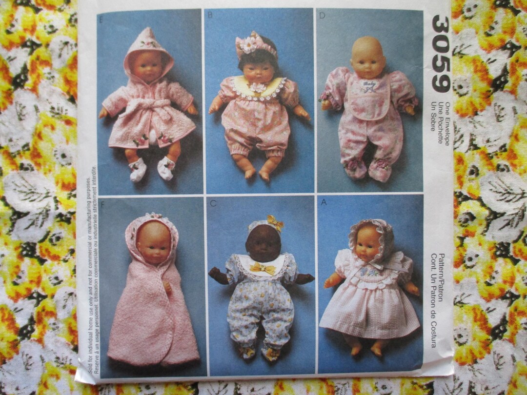 Vintage 2000s Mccalls Sewing Pattern 3059 Baby Doll Clothes Size 8-10 ...