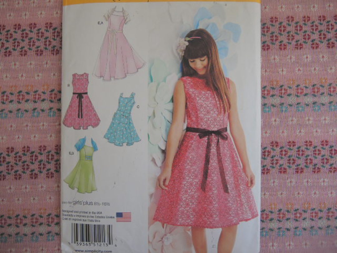 2000s Sewing Pattern Simplicity 1213 Girls' Special Occasion Dress and Knit Shrug Size 8-16 ...