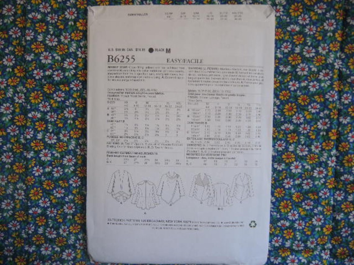 2000s Sewing Pattern Butterick 6255 Misses Coat With Collar | Etsy