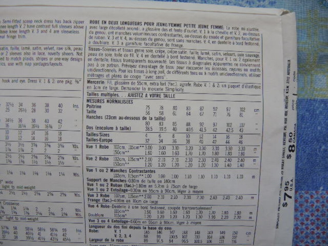 Vintage 1990s Simplicity Sewing Pattern 7001 Misses Easy to Sew Dress ...