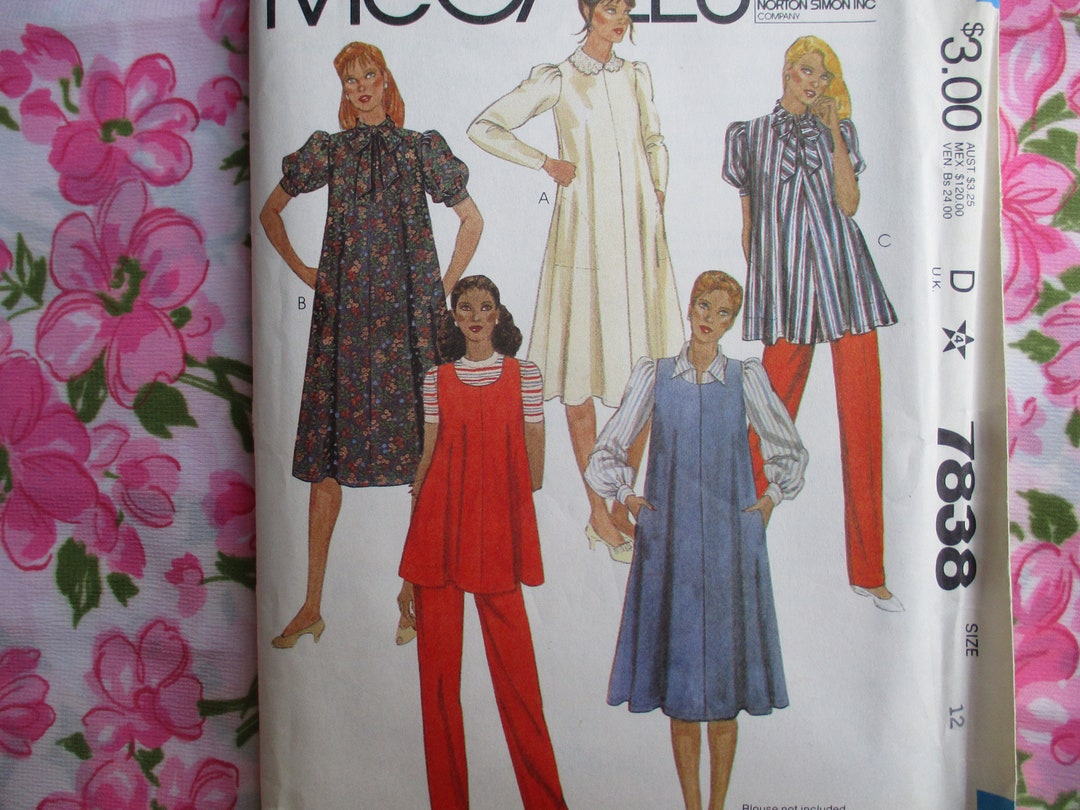 Vintage 1980s Mccalls Sewing Pattern 7838 Misses Maternity Dress or ...