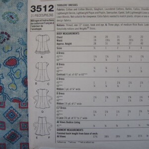 2000s Sewing Pattern Simplicity 3512 Baby or Toddlers Dress Size 6 ...