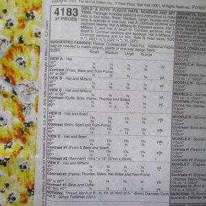 2000s Sewing Pattern Mccalls 4183 Kids Fleece Hats Scarves and Mittens ...