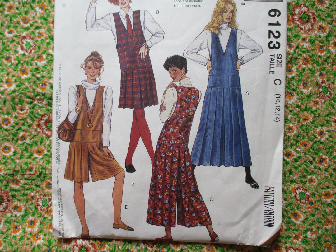1990s Sewing Pattern Mccalls 6123 Misses Jumper and Split Skirt Jumper ...