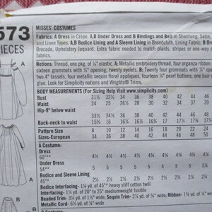 2000s Sewing Pattern Simplicity 2573 Historical Renaissance Costume ...