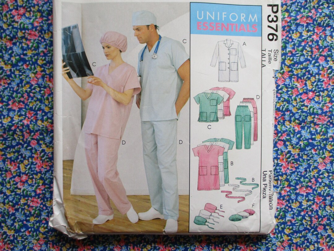 1990s Sewing Pattern Mccall's P376 Scrubs Lab Coat Dress Top and Pull ...