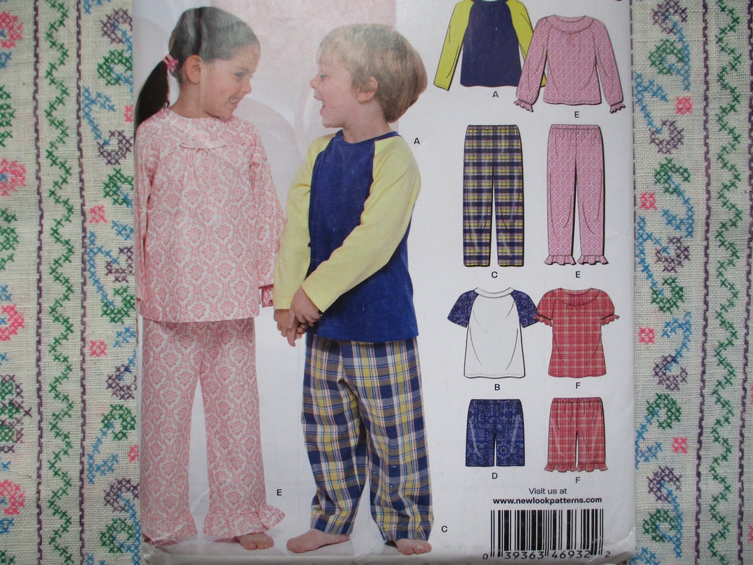 2000s New Look Sewing Pattern 6932 Infant Toddler and Kids Pajamas Pjs ...