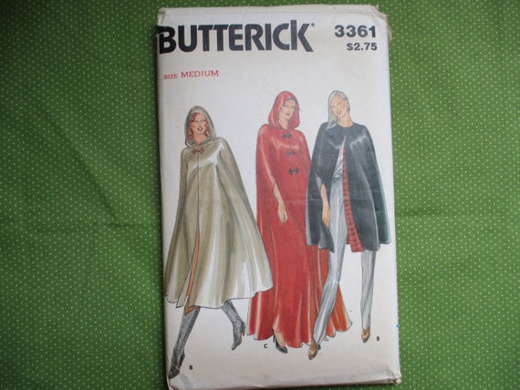 1980s Butterick Sewing Pattern 3361 Misses Cape Size Medium - Etsy