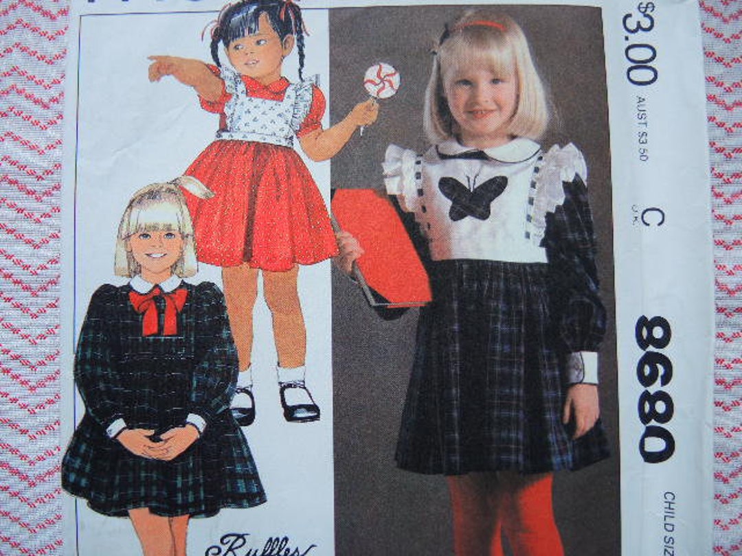 Vintage 1980s Simplicity Sewing Pattern 8680 Girls Dress and Detachable ...