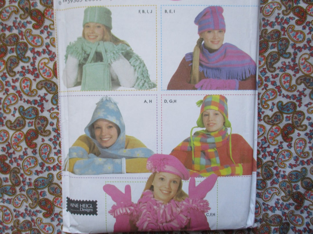 2000s Sewing Pattern Simplicity 4849 Misses Fleece Accessories Hats ...