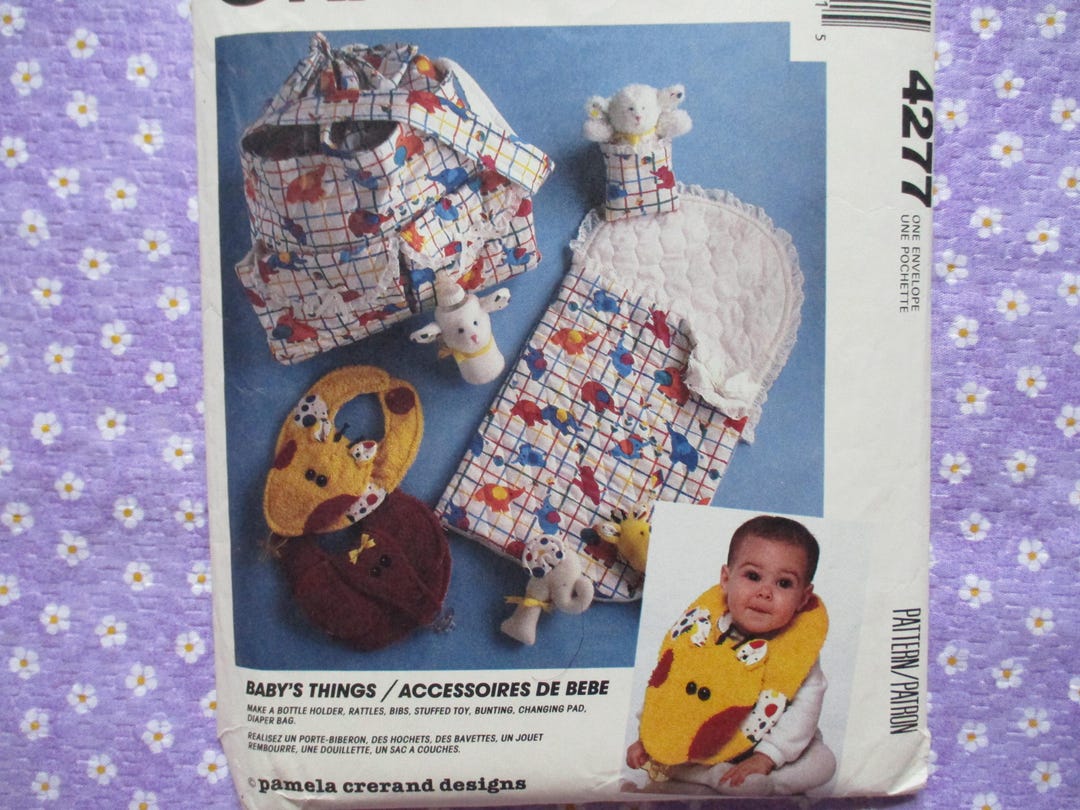 Vintage 1980s Sewing Pattern Mccalls 4277 Infants Diaper Bag Package Bibs Rattles Bunting UNCUT ...