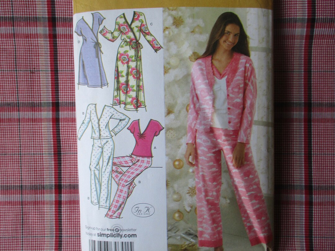 2000s Sewing Pattern Simplicity 3928 Misses Knit Pjs Pajamas Robe in ...