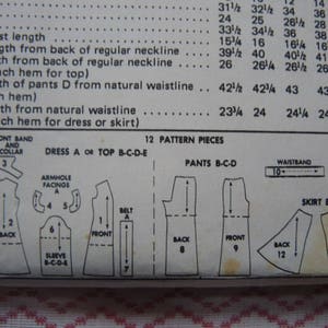 Vintage 1970s Mccalls Sewing Pattern 4069 Misses Dress or Top Skirt and ...