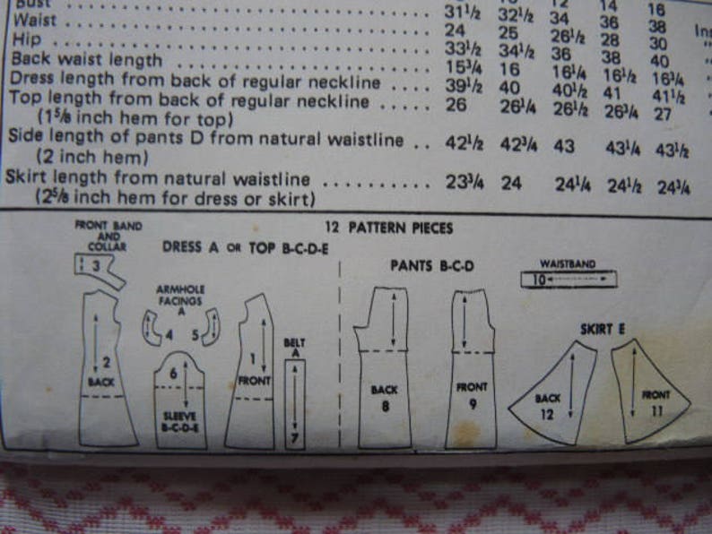 Vintage 1970s Mccalls Sewing Pattern 4069 Misses Dress or Top Skirt and ...