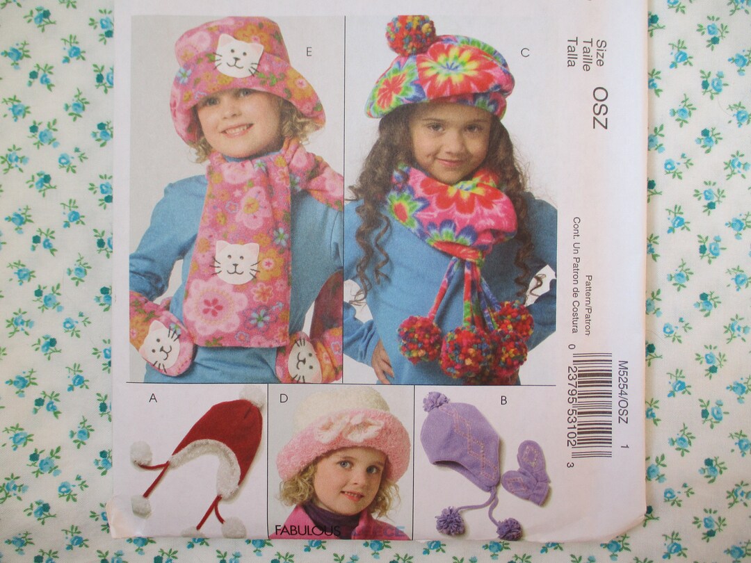 Vintage 2000s Sewing Pattern Mccalls 5254 Childrens Hats Mittens and ...