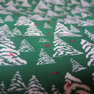 Vintage Cotton Fabric Christmas Trees With Cardinals 45 Inches Wide BTY ...