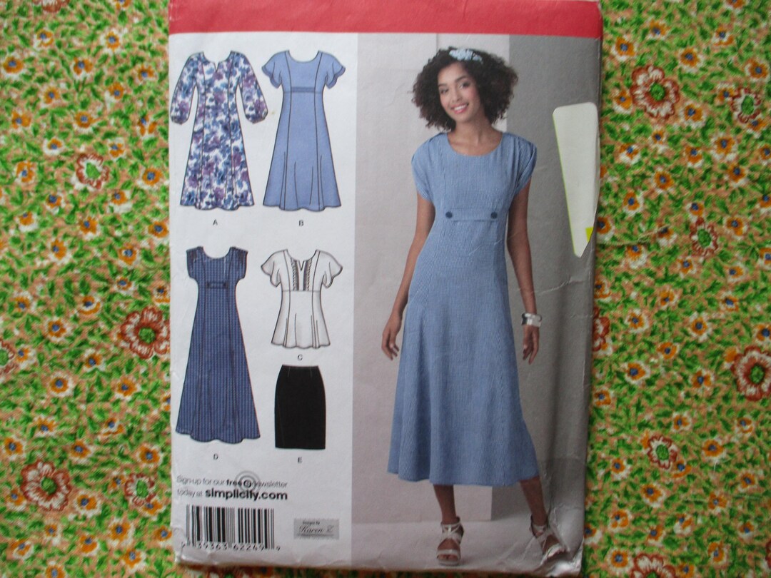 2010s Simplicity Sewing Pattern 2249 Misses Dress in Two Lengths or ...