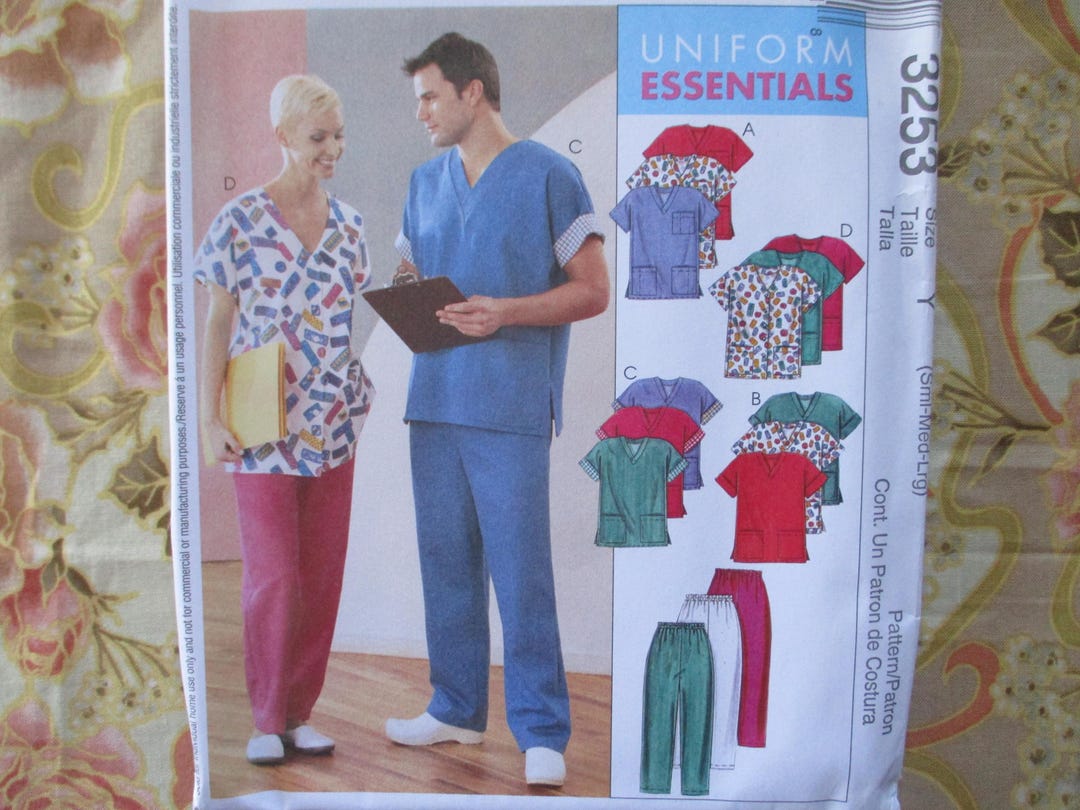 1990s Sewing Pattern Mccall's 3253 Scrubs Cardigan Top and Pull on ...