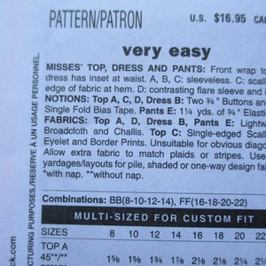 2000s Sewing Pattern Butterick 5046 Misses Top Dress and Pants UNCUT ...