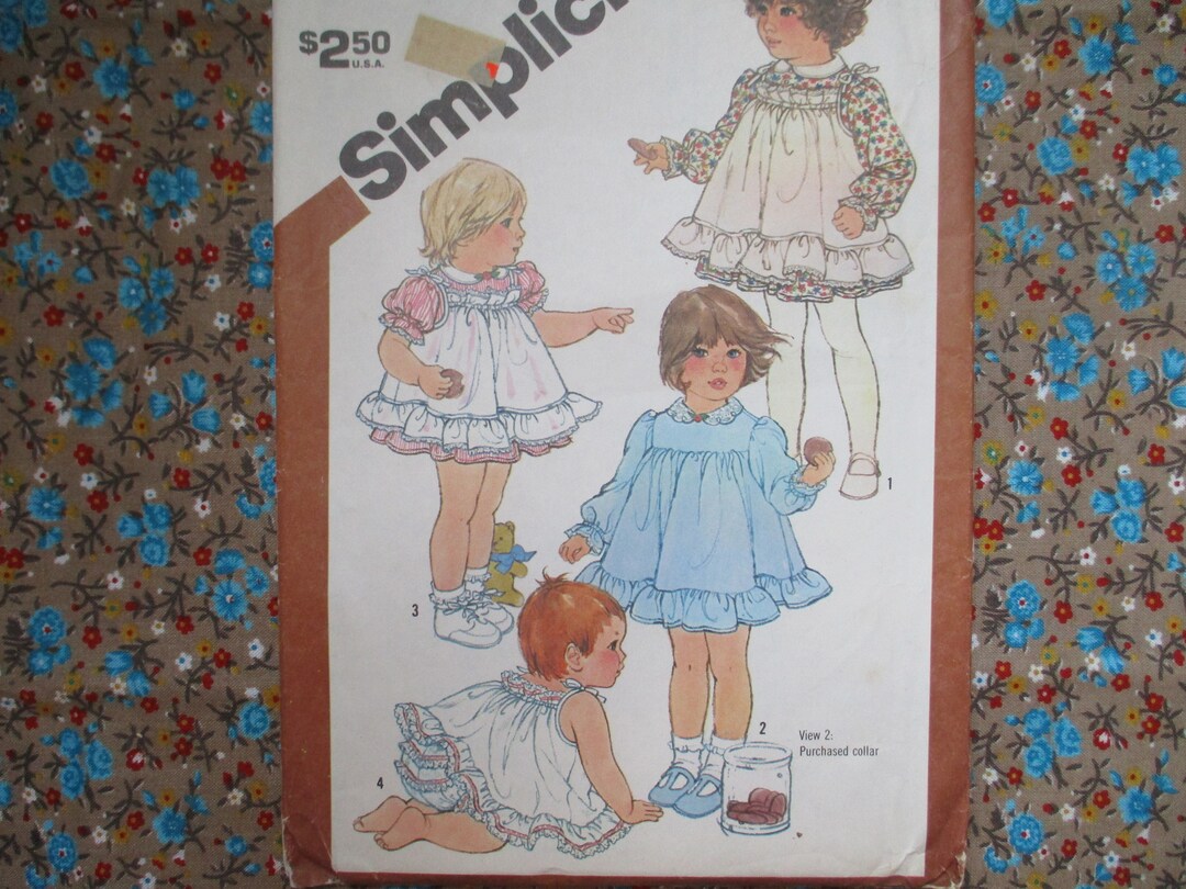 Vintage 1980s Simplicity Sewing Pattern 5777 Girls Dress Pinafore and ...