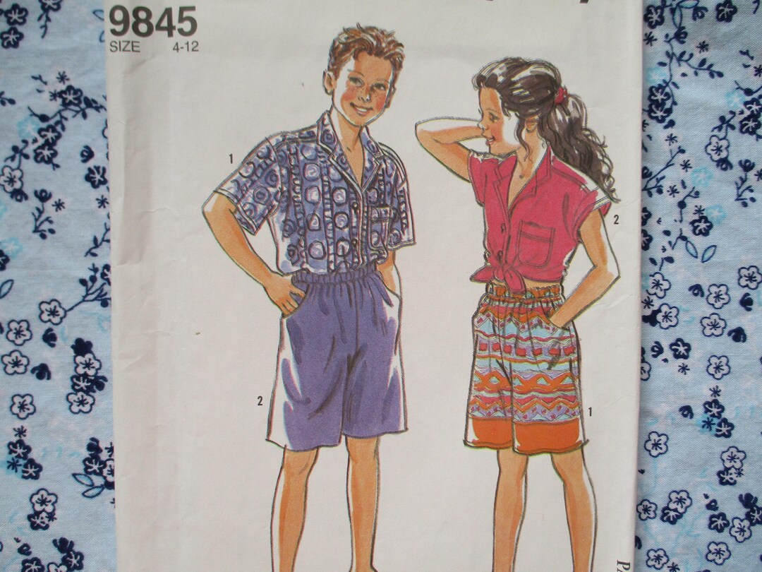 1990s Simplicity Sewing Pattern 9845 Childs Shirts and Shorts UNCUT ...