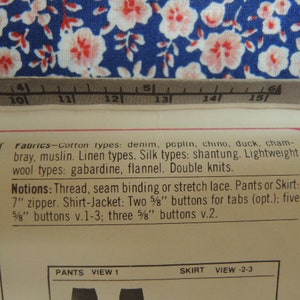 Vintage 1970s Simplicity Sewing Pattern 8291 Misses Shirt Jacket Skirt ...